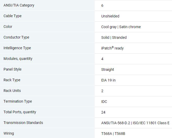 Panel de parcheo Systimax UTP Cat.6 GigaSPEED XL Patchmax,2U,24 puertos